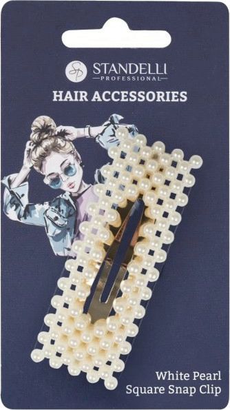 Правоъгълна фиба за коса с перли Standelli - store.bg