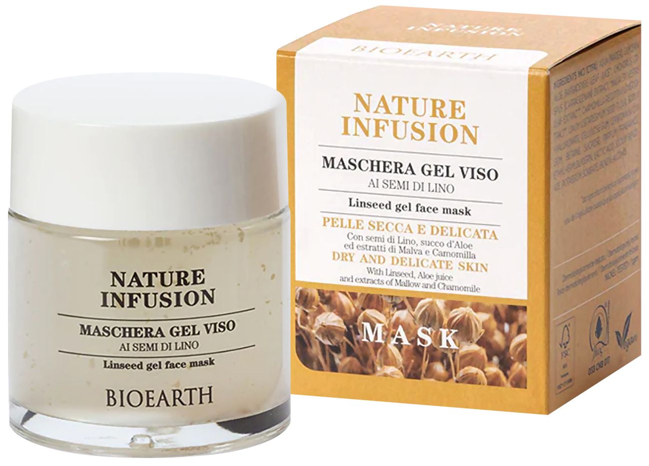 Гел маска за лице с ленено семе Bioearth - store.bg